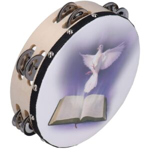 double row jingle, firm tambourine row jingle, durable sacred occasion for relax churches entertainment(bible dove)