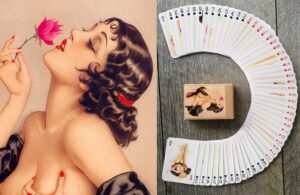 flonzgift pinup girls playing cards (poker deck 54 cards all different) vintage retro classic pin up girls by alberto vargas