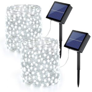 joomer solar string lights outdoor waterproof, 2 pack extra-long 72ft 200 led solar fairy lights with 8 modes, copper wire solar lights outdoor for tree, patio, garden, party decoration(white)