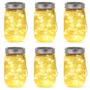 solar mason jar lights outdoor hanging lights 6 pack 30 led string fairy lights solar lanterns decorative garden lights jar table lamp for patio party garden