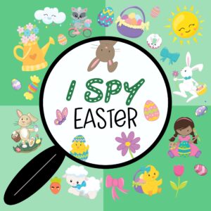 i spy easter: practice letters and colors with this fun little easter activity book.