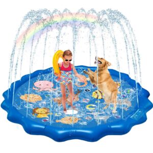 qdh splash pad sprinklers for kids dogs 68'' splash play mat summer outdoor water toys for toddlers baby wading pools outside backyard kids sprinkler