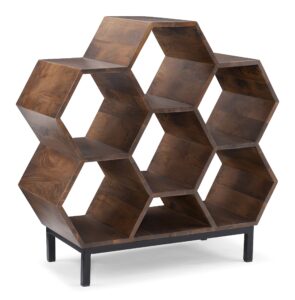 powell bianca hazelnut honeycomb bookshelf