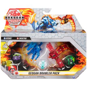 bakugan geogan brawler 5-pack, exclusive hyenix and insectra geogan and 3 collectible action figures