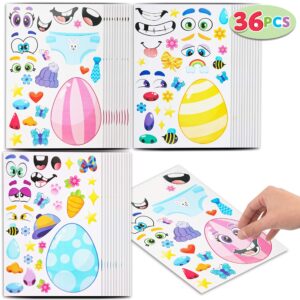 joyin 36 pieces easter make a face sticker sheets with easter eggs themed make your own mix and match stickers sheets, easter kids party favor supplies crafts