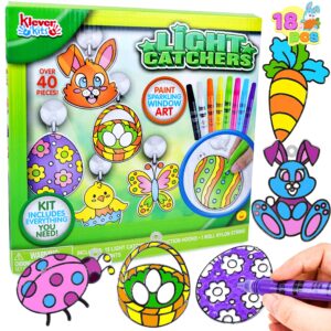 klever kits 18 pcs easter suncatchers crafts set, suncatcher window art craft kit for kids art & home school activities party favor easter party supplies