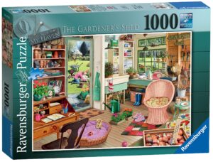 ravensburger the garden shed puzzle - 1000 piece jigsaw | unique piece design | softclick interlocking technology | premium artistic imagery | ideal for ages 14 and up