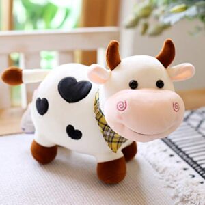 liumart cow stuffed animals, cute cow plush (white)