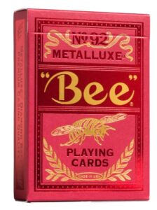 bee metalluxe™ playing cards - red foil diamond back, standard index