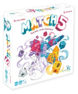 synapses games | match 5 | family board game | word association and dice game | 2 to 8 players | 20 minutes | ages 10+