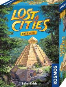 lost cities: roll & write | a family friendly game from kosmos games |by reiner knizia | for 2 to 5 players, ages 8 and up