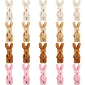 20 pieces mini plush rabbit tiny joint rabbit 2.4 inch small bunny doll soft bunny stuffed animal toys for easter birthday cake wedding decorations party favors (long plush style)