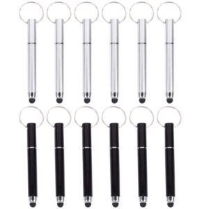 hemobllo black pens ballpoint mini stylus pen with keyring capacitive stylus pen keychain stylus tablet pen for signature portable touch screen 12pcs pens ballpoint