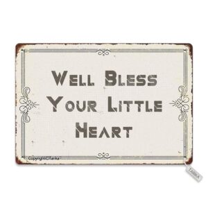 well bless your little heart 20x30 cm metal vintage look decoration plaque sign for home kitchen bathroom farm garden garage inspirational quotes wall decor