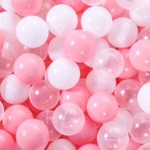 starbolo ball pit balls for kids - 100 pieces crush proof stress balls bpa&phthalate free non-toxic soft plastic ball for baby birthday pool play water toy wedding playpen pit accessories (pink)