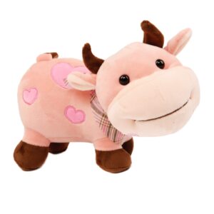 liumart cow stuffed animals, cute cow plush (pink)