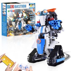 educiro robot building toys for boys, 8 9 10 11 12 year old boys girls easter gifts ideas, stem projects for kids age 8-12, remote & app controlled toys building sets (358pieces)