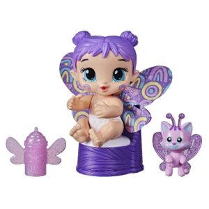 baby alive glo pixies minis doll, plum rainbow, glow-in-the-dark doll for kids ages 3 and up, 3.75-inch pixie toy with surprise friend