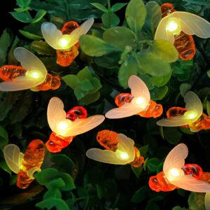 ovker solar string lights 50led outdoor waterproof simulation honey bees decor for garden christmas decorations warm white