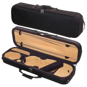 mi&vi nf-5003 super lightweight 3.6lb sturdy violin travel case 4/4 (full size) with reflective safety strips | hygrometer | adjustable shoulder straps | hard-shell | high-density foam - mivi music