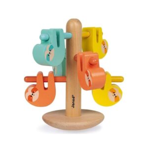 janod world wildlife federation – wooden sloth balancing game - 7 piece set – ages 2+ - j08607