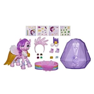 my little pony: a new generation movie crystal adventure princess pipp petals - 3-inch pink pony toy, surprise accessories, friendship bracelet