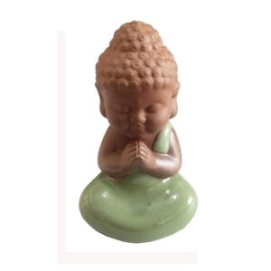 fengshuige mini tathagata tea pet ceramic buddhist monk meditation decor zen garden buddha statues for home decor (style1)