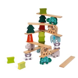 janod world wildlife federation – 28 piece wooden animal stacking game - ages 2+ - j08613