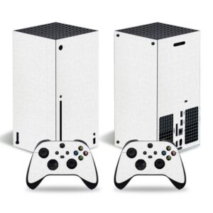 vinyl skin protector whole body decal cover for microsoft xbox series x console wrap sticker skins with 2 controller decals (white 2)