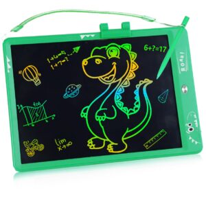 zmlm lcd writing tablet doodle board: 10 inch boys girls toy for age 3-12 gift | erasable 120,000+, drawing, counting, spelling learning board for birthday valentines day gifts, green dinosaurs