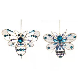 metal butterfly wall hanging ornament- rustic butterfly art sculpture decoration set of 2-colorful acrylic beads butterflies decor for home garden bedroom