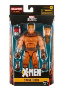 marvel legends series sabretooth, 6-inch scale action figure toy, premium design, 1 figure, 3 accessories, and 1 build-a-figure part