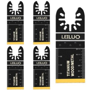 leiluo 5 pcs titanium multitool blade kits for wood nails drywall cutting oscillating saw blades universal oscillating tool accessories with storage bag compatible with dewalt makita dremel and more