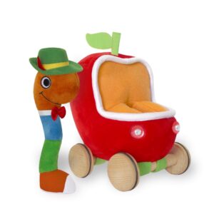 yottoy richard scarry collection | lowly worm soft toy with busytown applecar – 2 in 1 toy