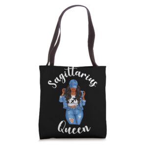 streetwise sagittarius queen african american black woman tote bag