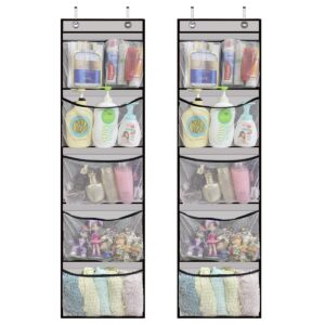 jremreo over the door organizer with 5 large pockets, hanging storage shelves, behind the door/wall/nursery closet door organizer for bedroom bathroom with 2 metal hooks