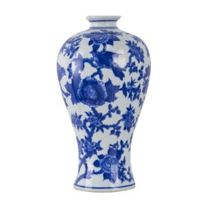 a&b home 13'' blue white porcelain jar flower planter pot home decor vase hand painted floral print tall vase asian decorations