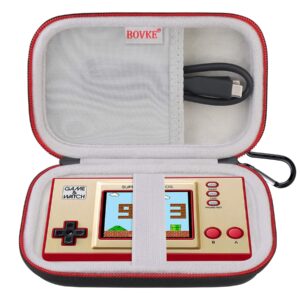 bovke carrying case for nintendo game & watch: super mario bros handheld game consoles classic device, extra mesh pocket for charging cable, black