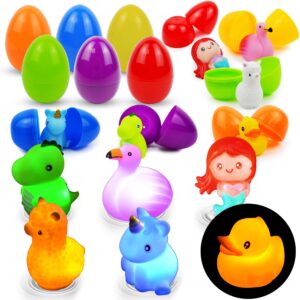 joyin 6 pcs pre-filled easter eggs with light-up floating bath toys for kids toddler eggs hunt, basket stuffers/fillers, filling treats, party favor, classroom prize supplies