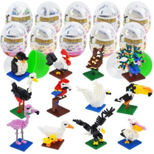 joyin 12 pcs pre filled easter eggs with bird building blocks for easter party favors, basket stuffer,egg hunt, goodie bag fillers, kids classroom prizes