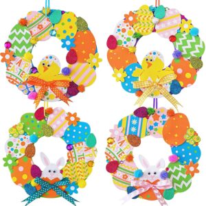 12 sets easter wreath signs decorations diy foam easter craft kits easter eggs bunny chick foam stickers pom-poms googly eyes for kids classroom home activity art project gift easter front door décor