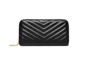 daisy rose women’s zip-around wallet & phone clutch with rfid blocking, pu vegan leather (black)