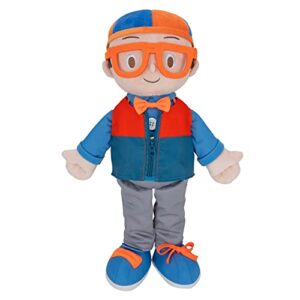 blippi get ready and play plush - 20-inch dress up plush with sounds, teaches children to tie shoes, button shirts, snap suspenders, zip vest-jacket, roll sleeves and socks and more - amazon exclusive