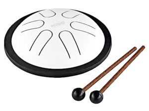 nino percussion mini melody steel tongue drum with mallets — for all ages — easily create songs, for classroom music, 2-year warranty (nino980wh)