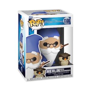 funko pop pop | buddy disney: sword in the stone - merlin with archimedes, multicolor, 49152