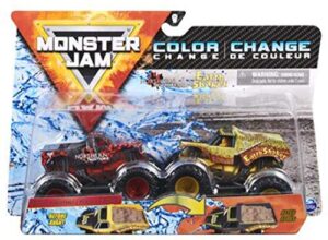 monster jam, official northern nightmare vs. earth shaker color-changing die-cast monster trucks, 1:64 scale