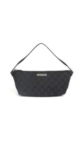 gucci women's pre-loved boat pochette, gg canvas, black, one size