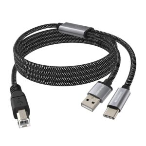 moswag 2in1 usb printer cable 3.28ft/1m with usb c to midi cable printer cable,usb midi cable usb c to usb b midi cable,cable,compatible with music instrument,piano,midi keyboard,usb microphone