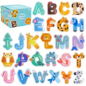 jumbo magnetic letters abc alphabet magnets colorful animal shape toys fridge magnet uppercase refrigerator for kids educational preschool learning set spelling games for toddlers 3 4 5 years old