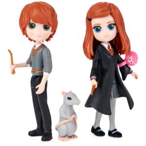 wizarding world harry potter, magical minis ron and ginny weasley friendship set with 2 creatures, kids toys for ages 5 and up